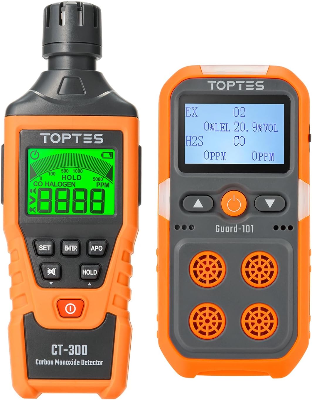 TopTes CT-300 Carbon Monoxide Detector & Guard-101 4-Gas Monitor ...