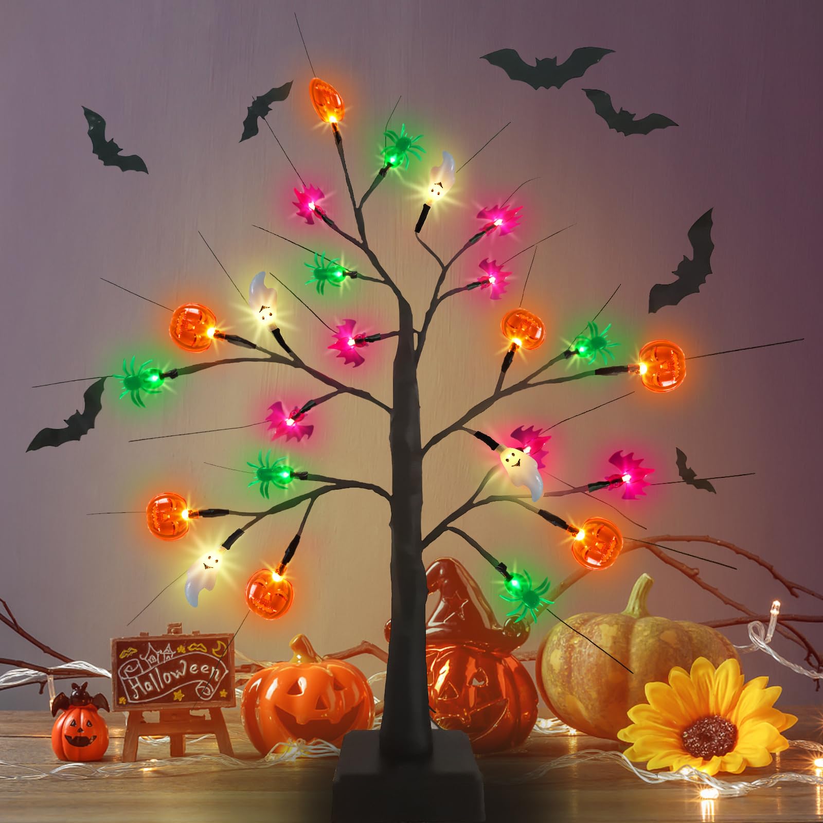 Amazon.com : 18 Inch Black Halloween Tree, Halloween Branch Tree with ...