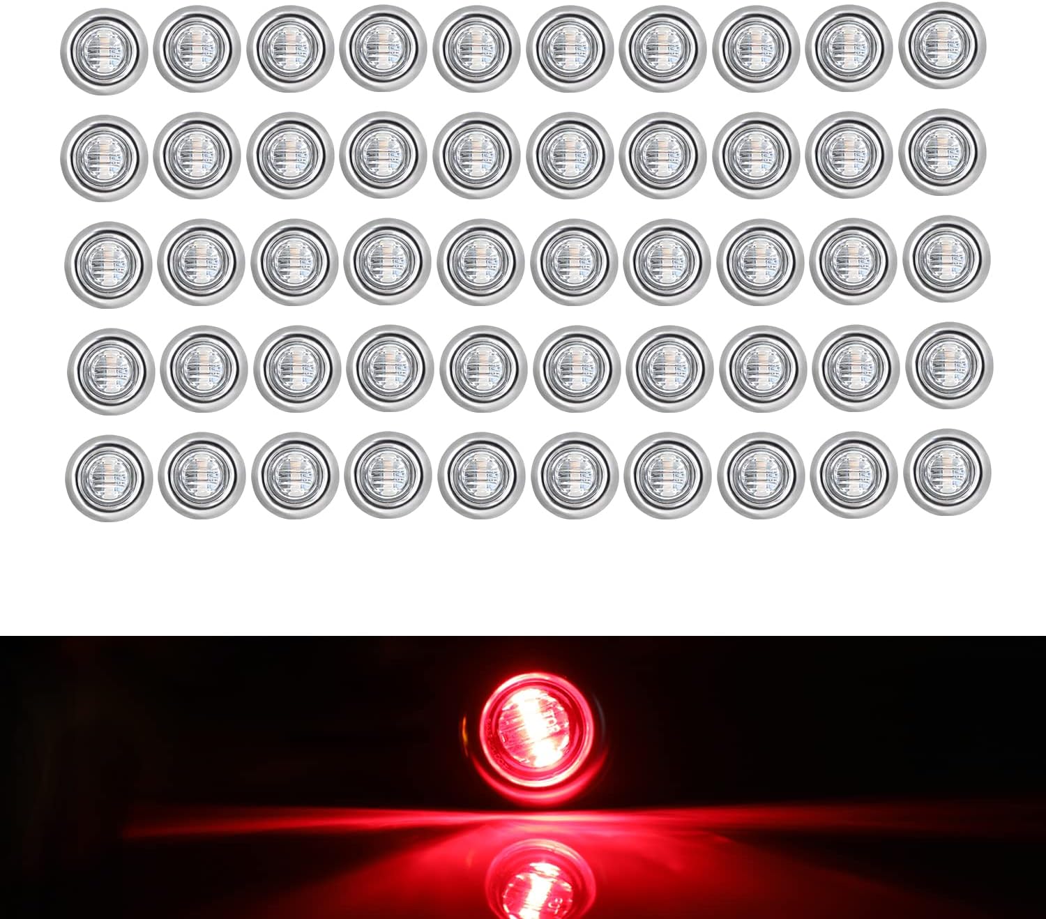 Amazon.com: TMH 50 pcs of 3/4 Inch 3 LED Clear Lens Red Side Marker ...