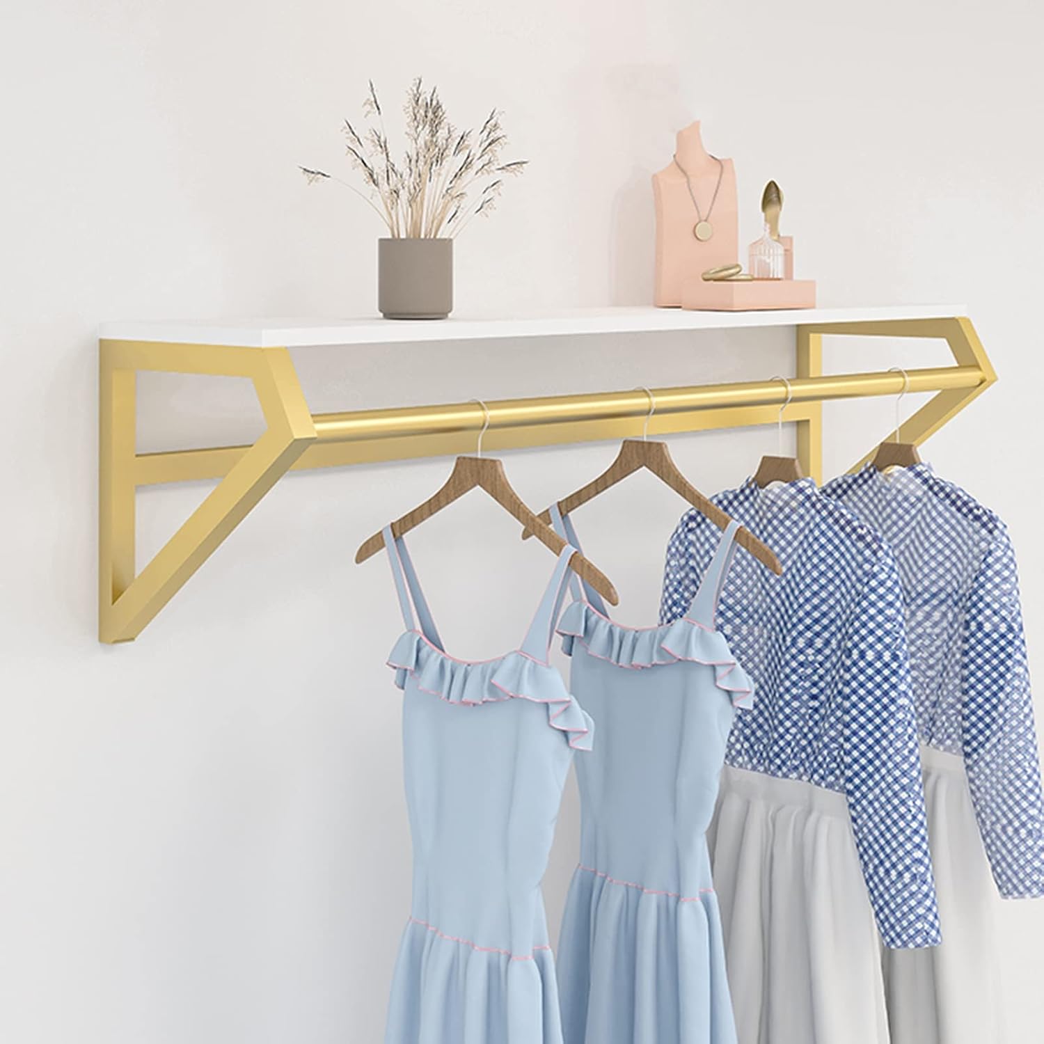 Amazon.com: FENOKD Wall Mounted Garment Rack Clothes Display Clothing ...