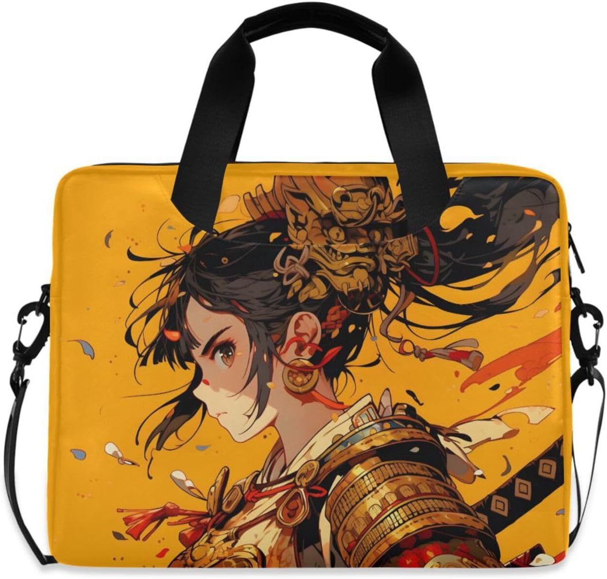 Amazon.com: FOLIOSA Laptop Bag Sleeve Anime Samurai Yellow Print for 16 ...