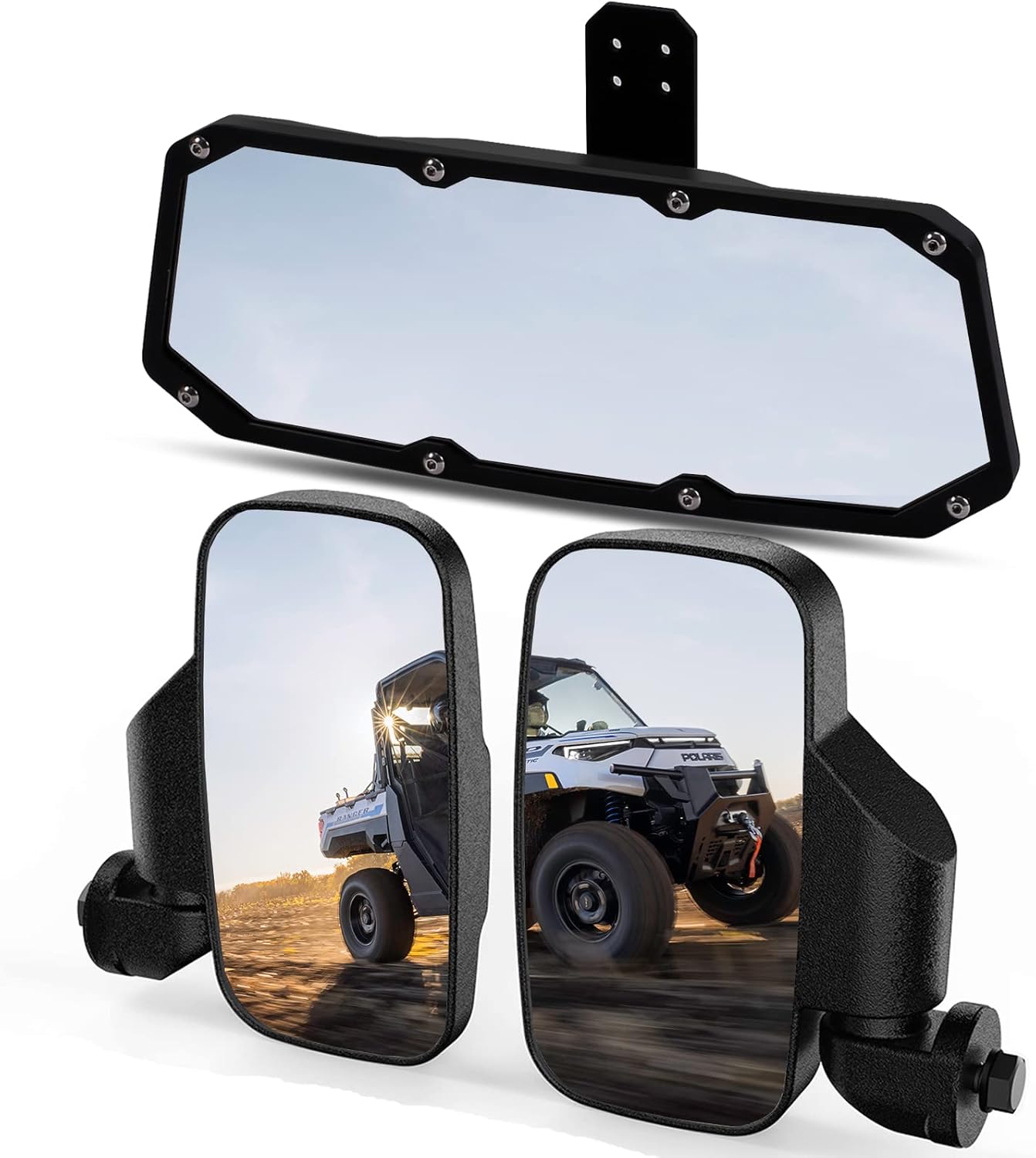 Amazon.com: UTV Ranger Rear View Mirror And Side Mirrors Set Compatible ...