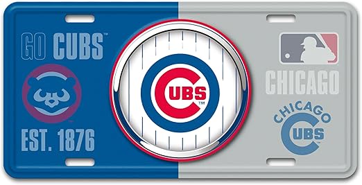 Amazon.com: FANMATS 43221 Chicago Cubs Embossed Metal License Plate ...