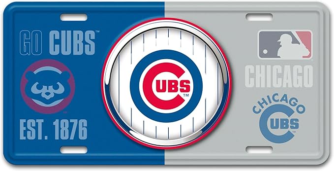 Amazon.com: FANMATS 43221 Chicago Cubs Embossed Metal License Plate ...