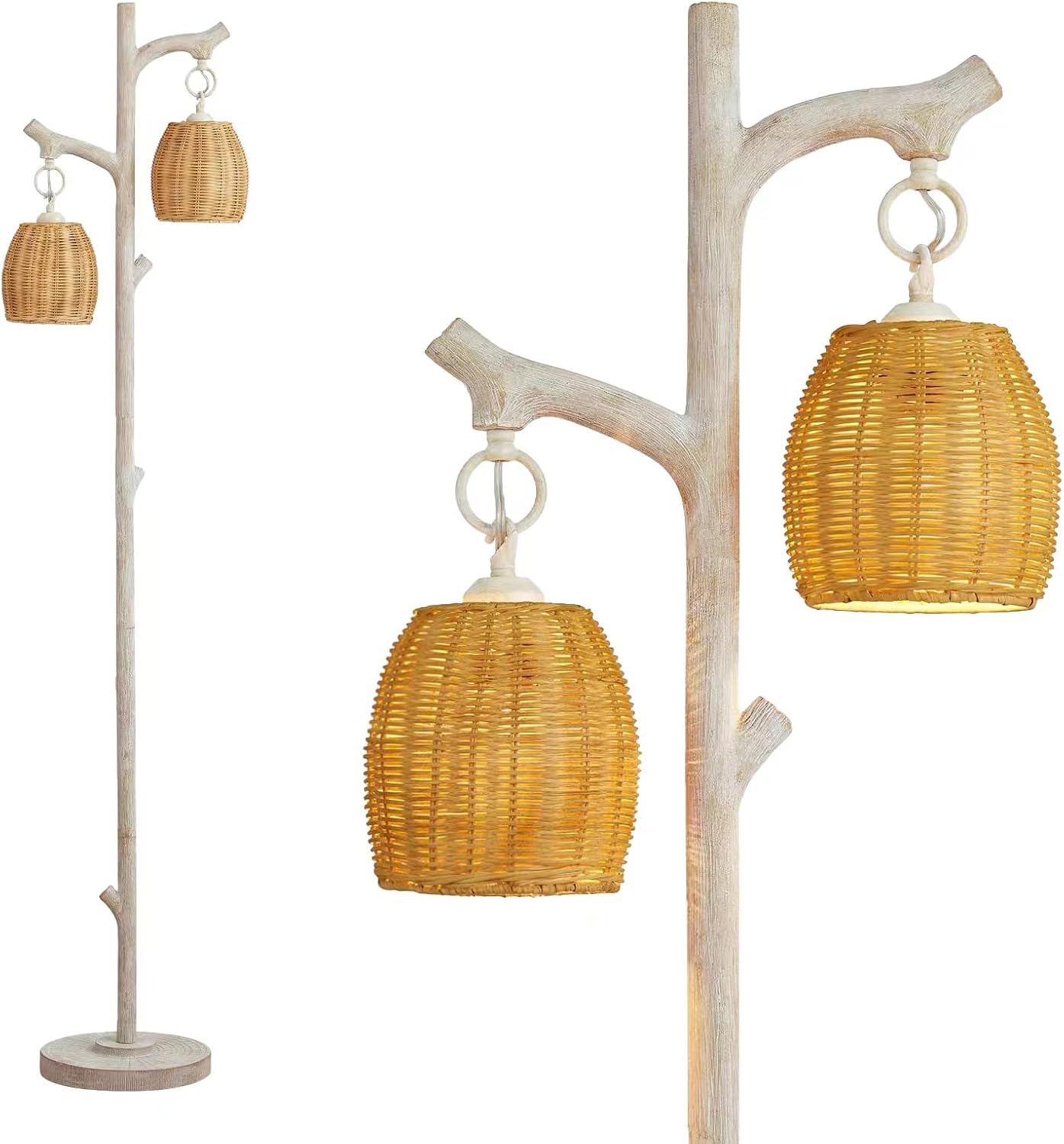 65" High Farmhouse Rustic Country Cottage Floor Lamp Tree Trunk Faux ...