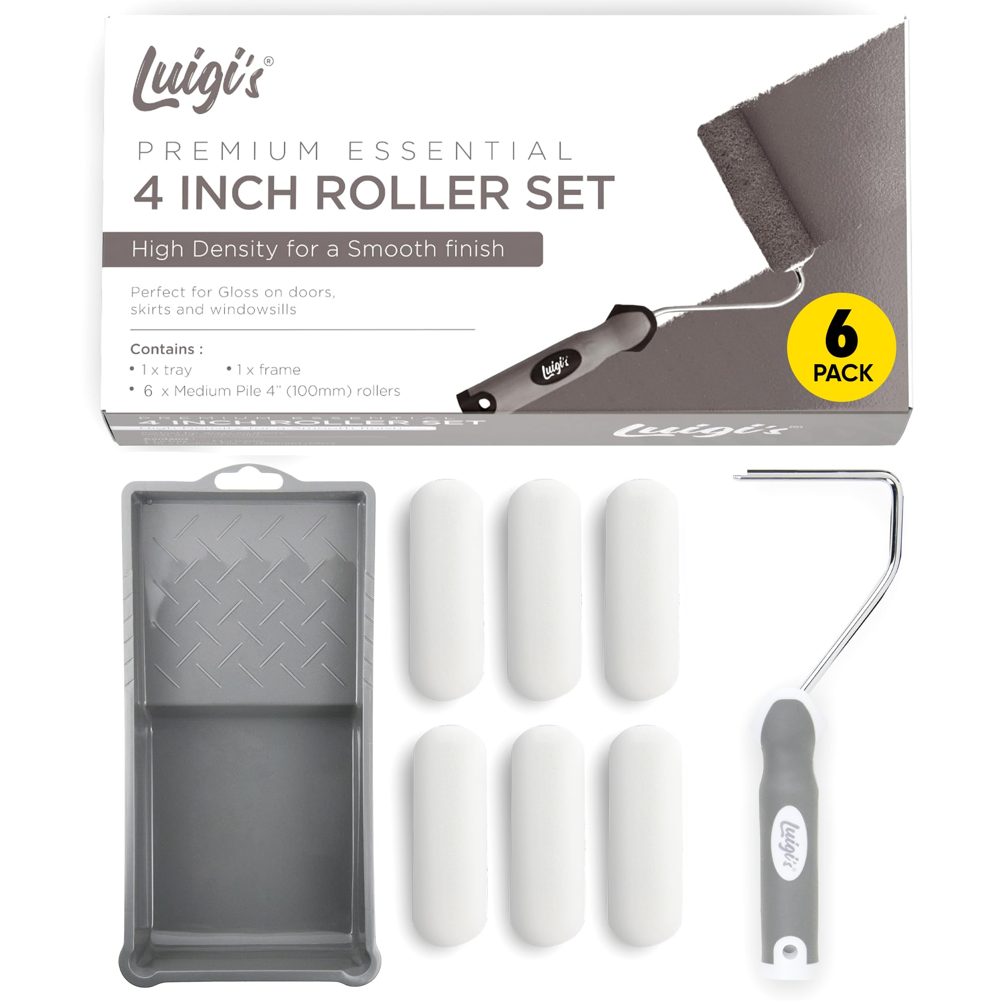 Luigi's Small Foam Paint Roller Set | 4 Inch Mini Foam Roller Paint ...