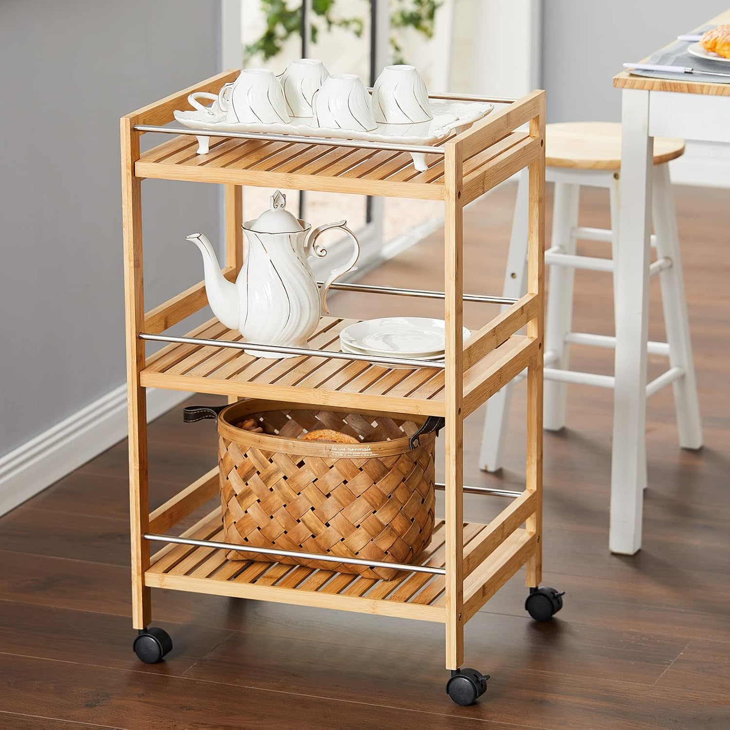 Amazon.com: ANBID Kitchen Storage Trolleys on Wheels, 3 Tiers Kitchen ...
