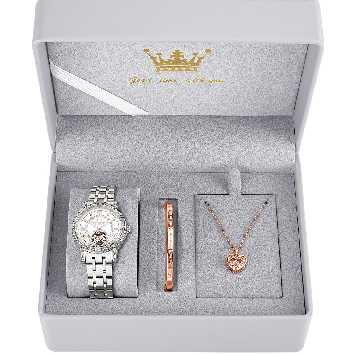 Snapklik.com : Automatic Womens Watches Mechanical Diamond Skeleton ...