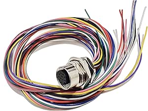 Amazon.com: M12 Connector 12 Pin Female Panel Mount Straight A Code ...