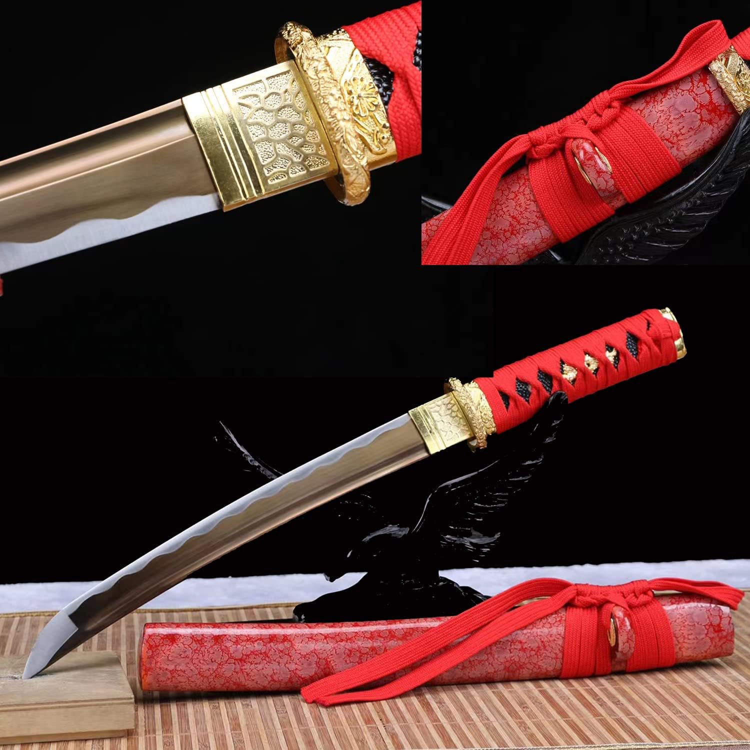 Amazon.com : HERO SWORD Handmade Gold Blade Tanto Very Sharp Full Tang ...