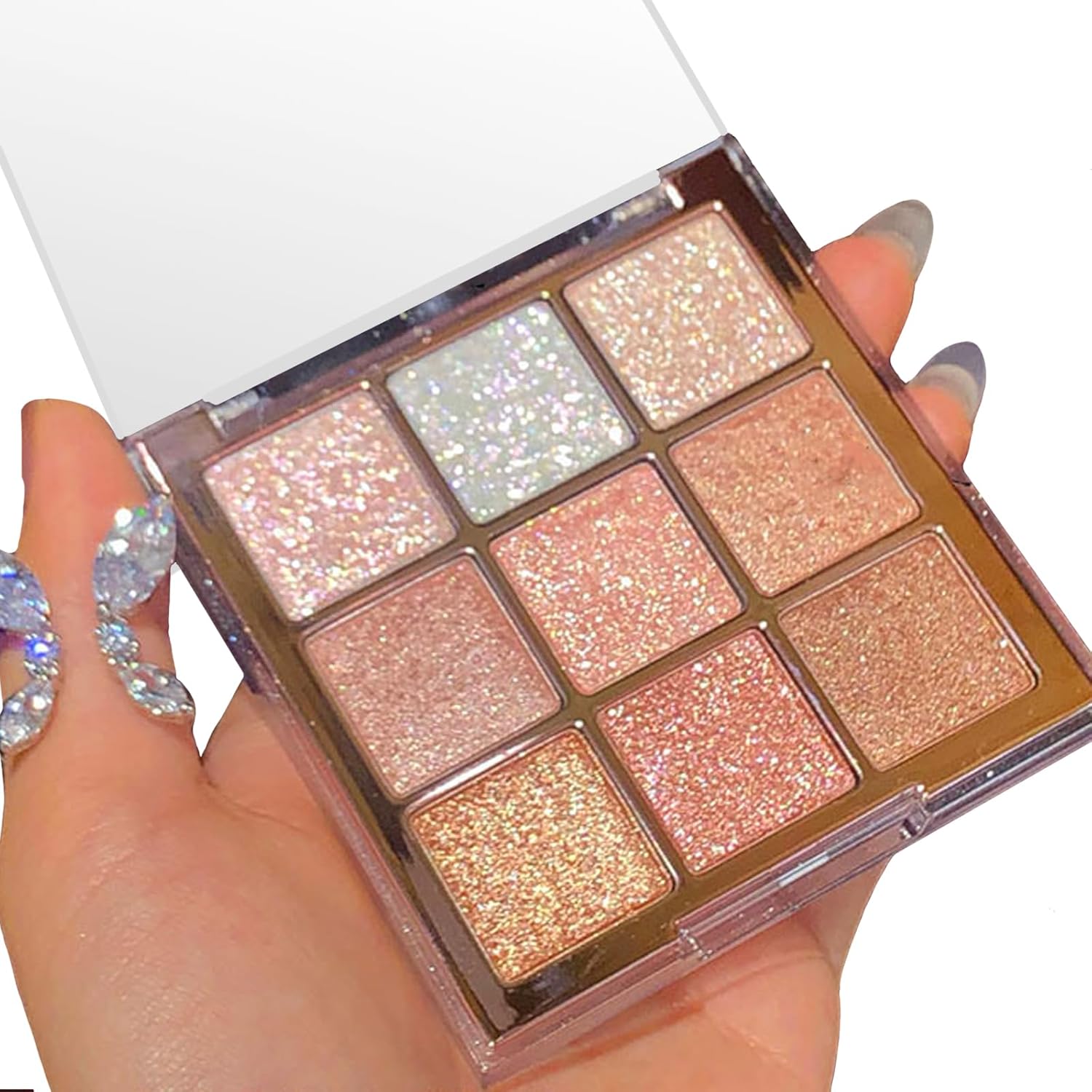 Glitter Eyeshadow Palette, Shimmer Eye Shadow Pallets for Women, 9 ...