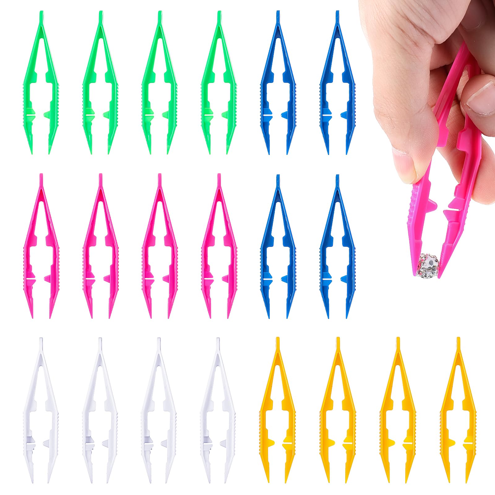 Amazon.com: 20Pcs Plastic Tweezers for Crafts, Bead Tweezers 5 Color ...