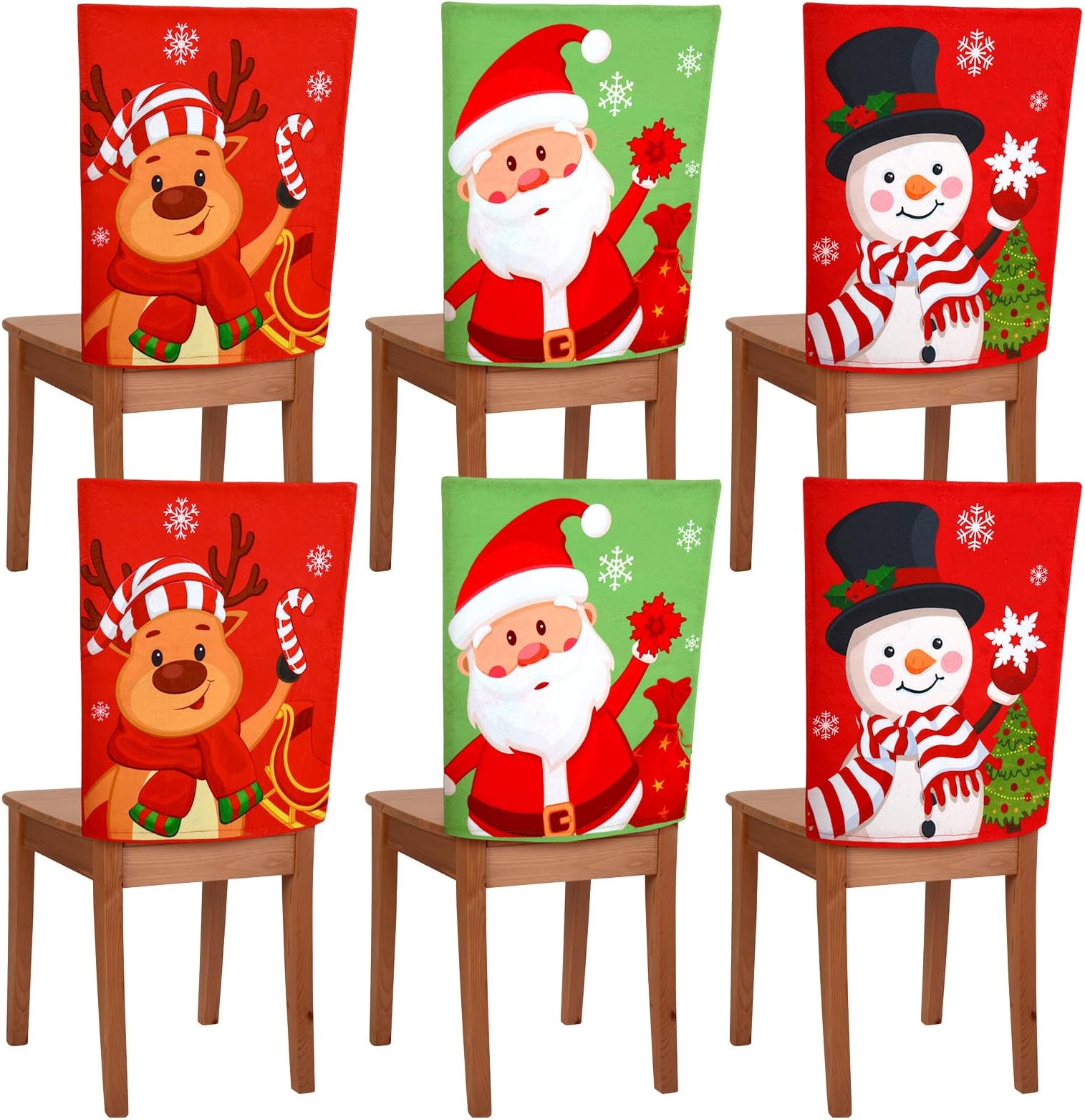 Amazon.com: 6 Pcs Christmas Back Chair Cover Santa Snowman Elk with ...