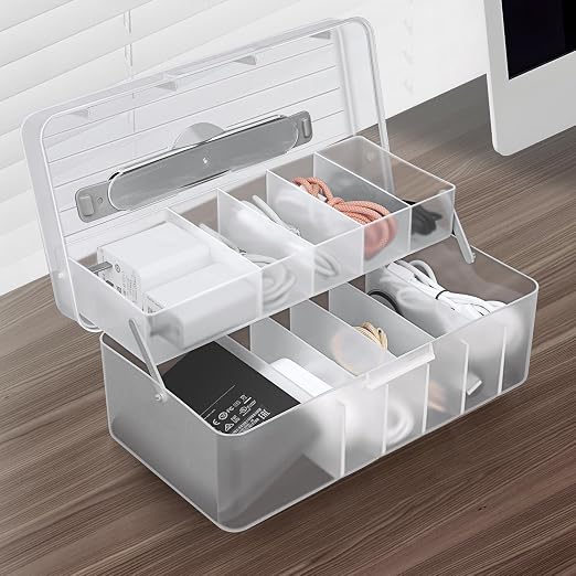 Amazon.com: Songaa Cord Storage Organizer Box - 11 Compartment High ...