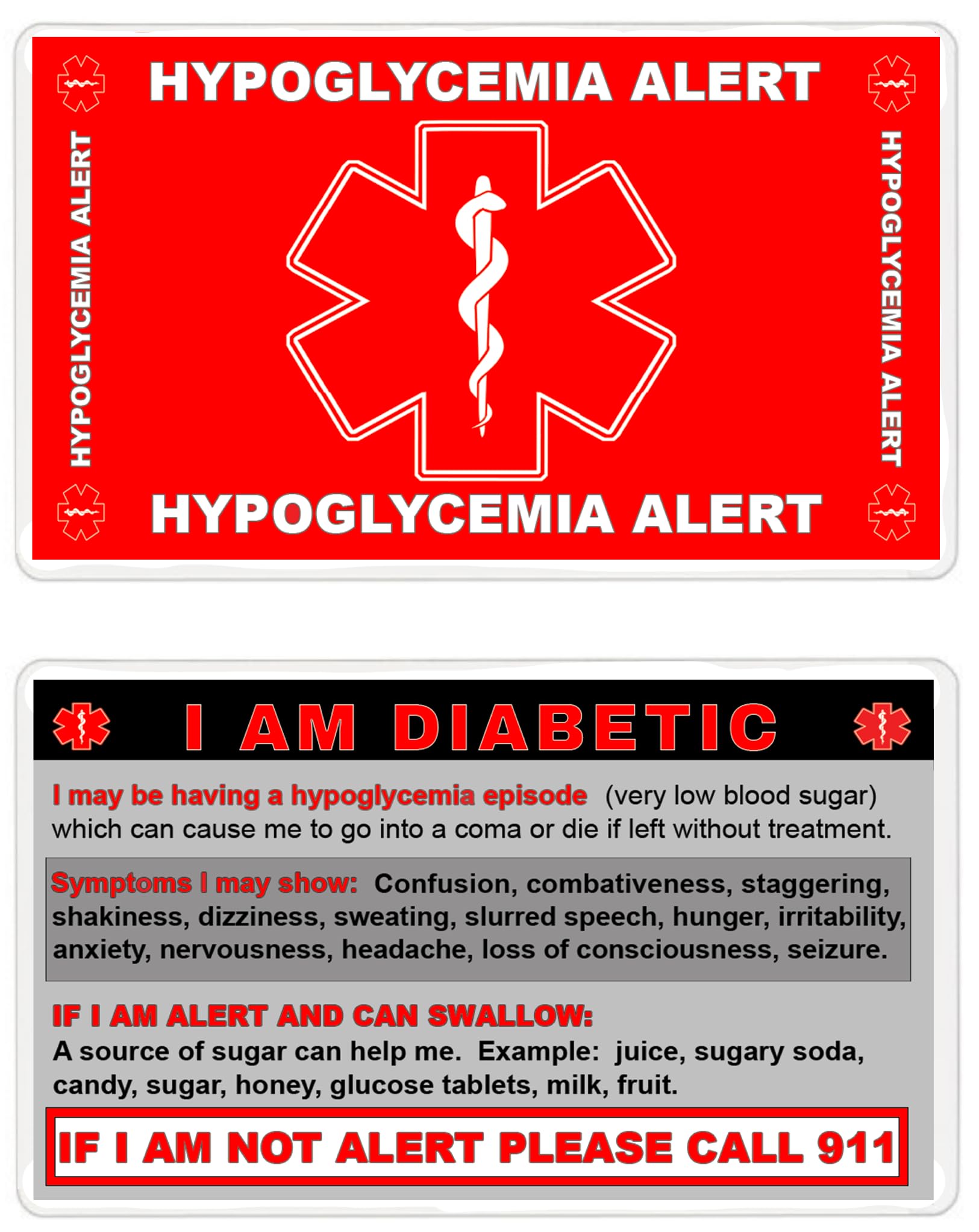 Hypoglycemia Wallet Card Emergency Card (HYPOGLYCEMIA-101)) (Select ...