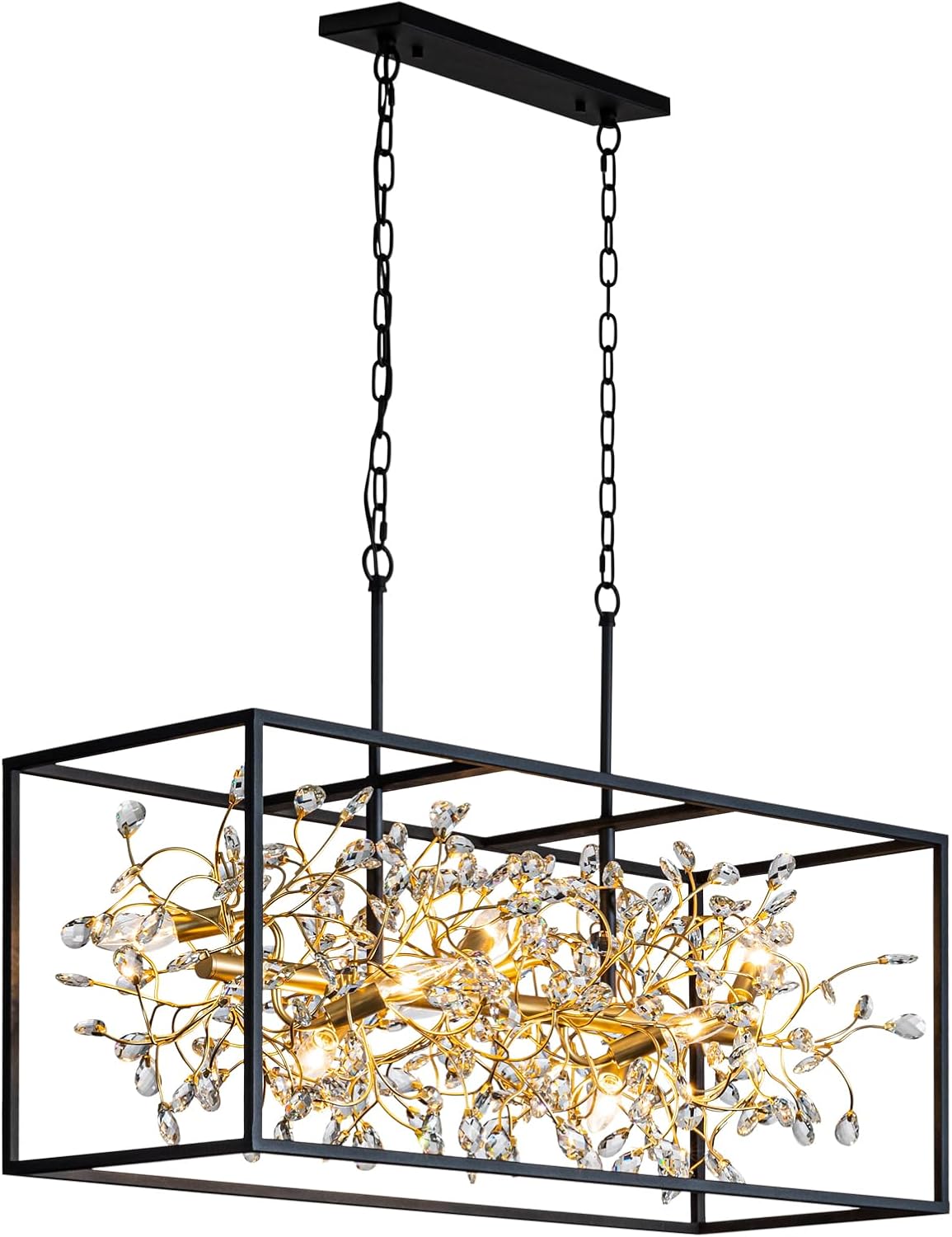 Vezzio Large Crystal Chandeliers for Dining Room 8-Light Modern Black ...