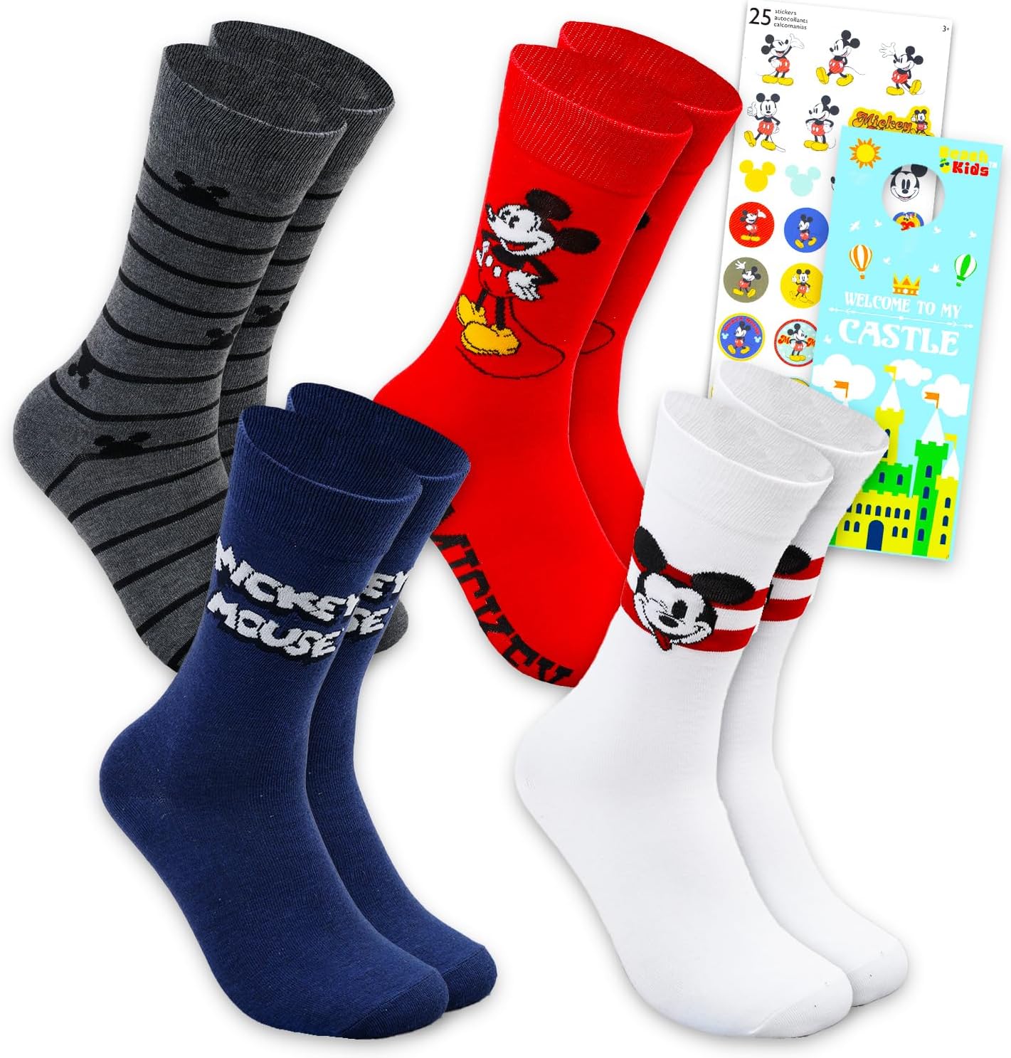 Amazon.com: Mickey Mouse Socks for Men - Mickey Mouse Apparel Bundle ...