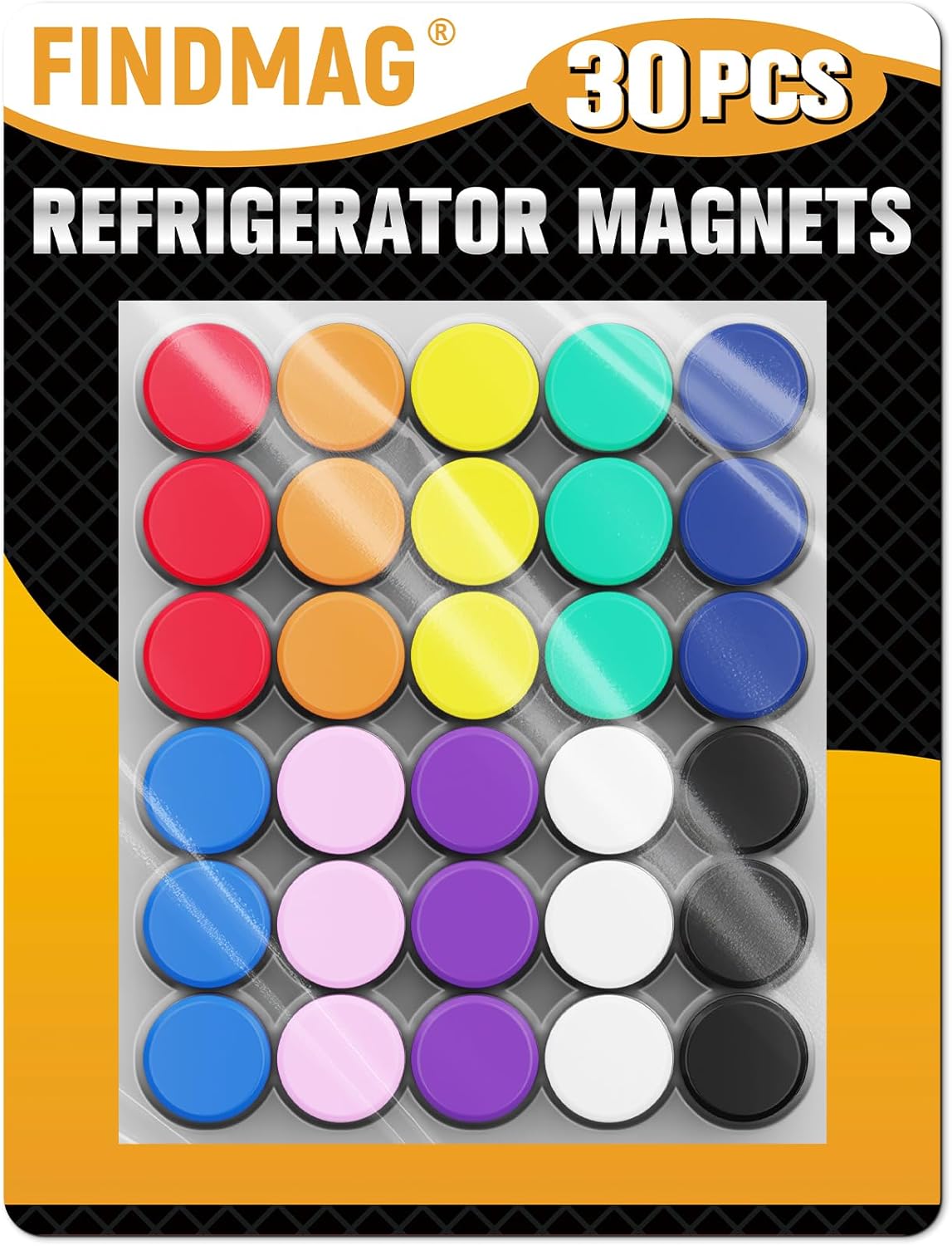 Amazon.com: FINDMAG Colorful Fridge Magnets, 30 Pack Round Refrigerator ...