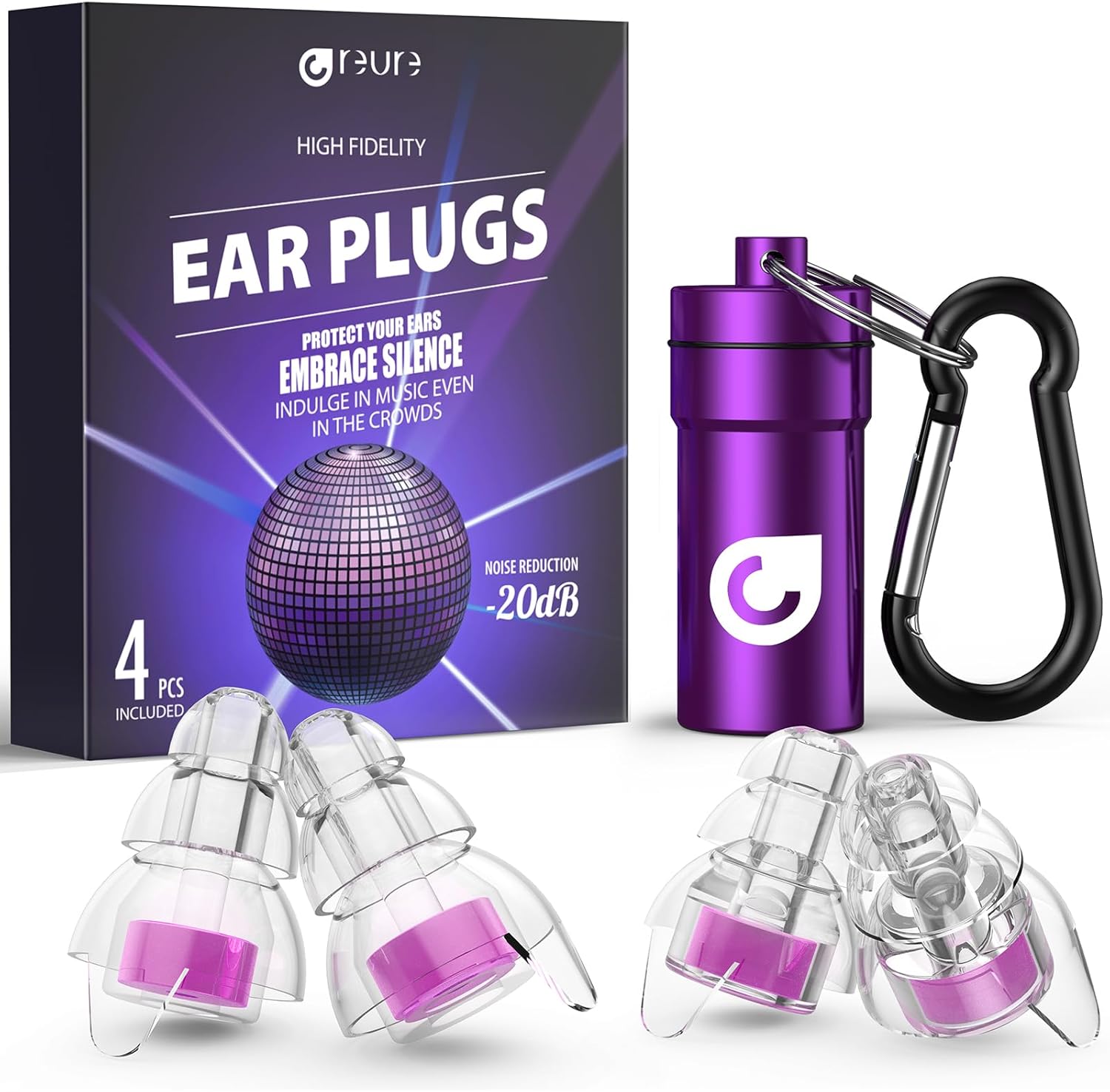Amazon.com: Reure High Fidelity Concert Ear Plugs, Noise Cancelling ...