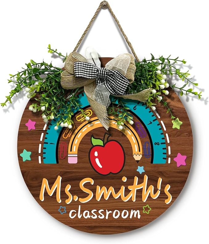 Amazon.com: Dacawin Personalized Custom Classroom Door Sign - Wooden ...