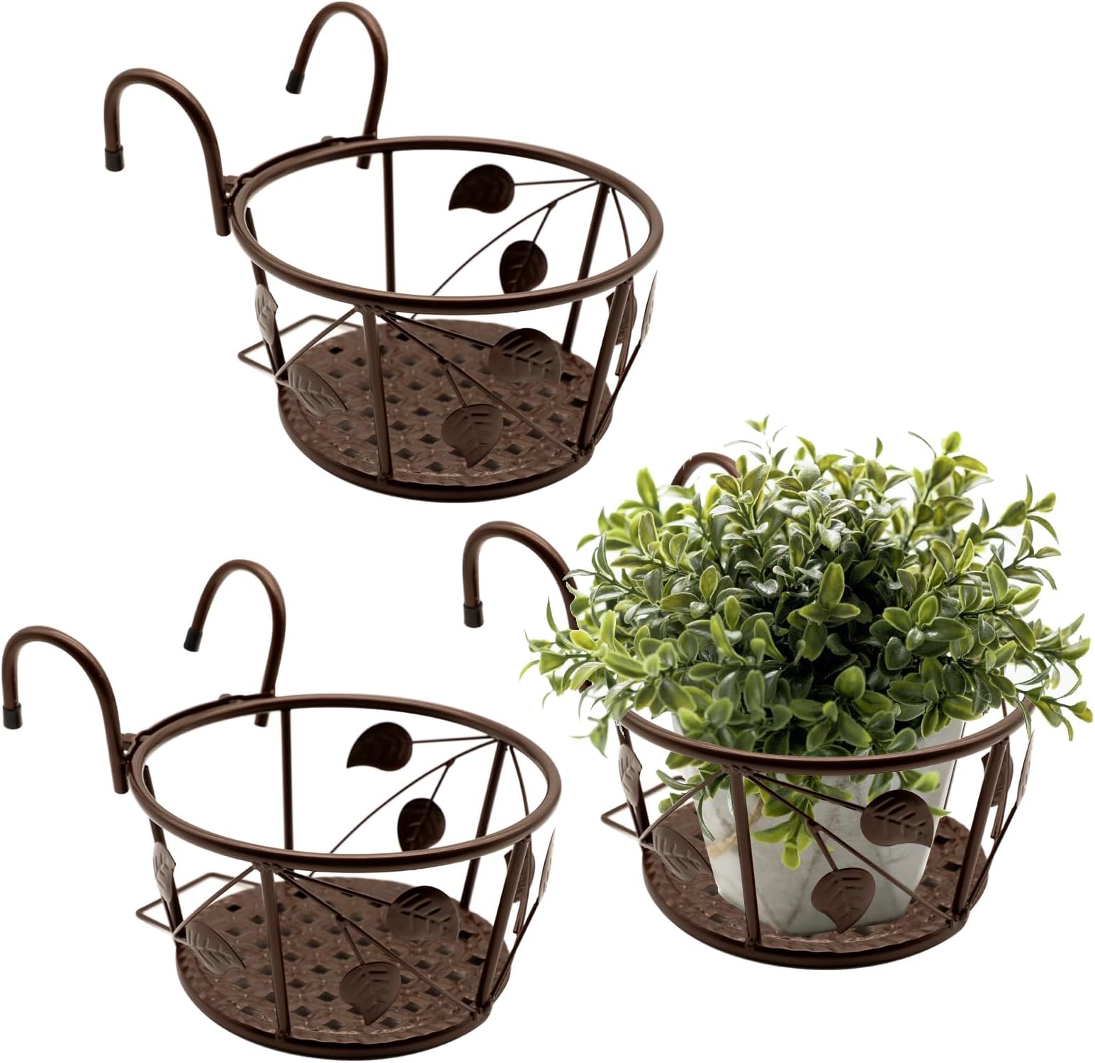 Amazon.com: YARNOW 2pcs Hanging Railing Planter Iron Art Hanging ...