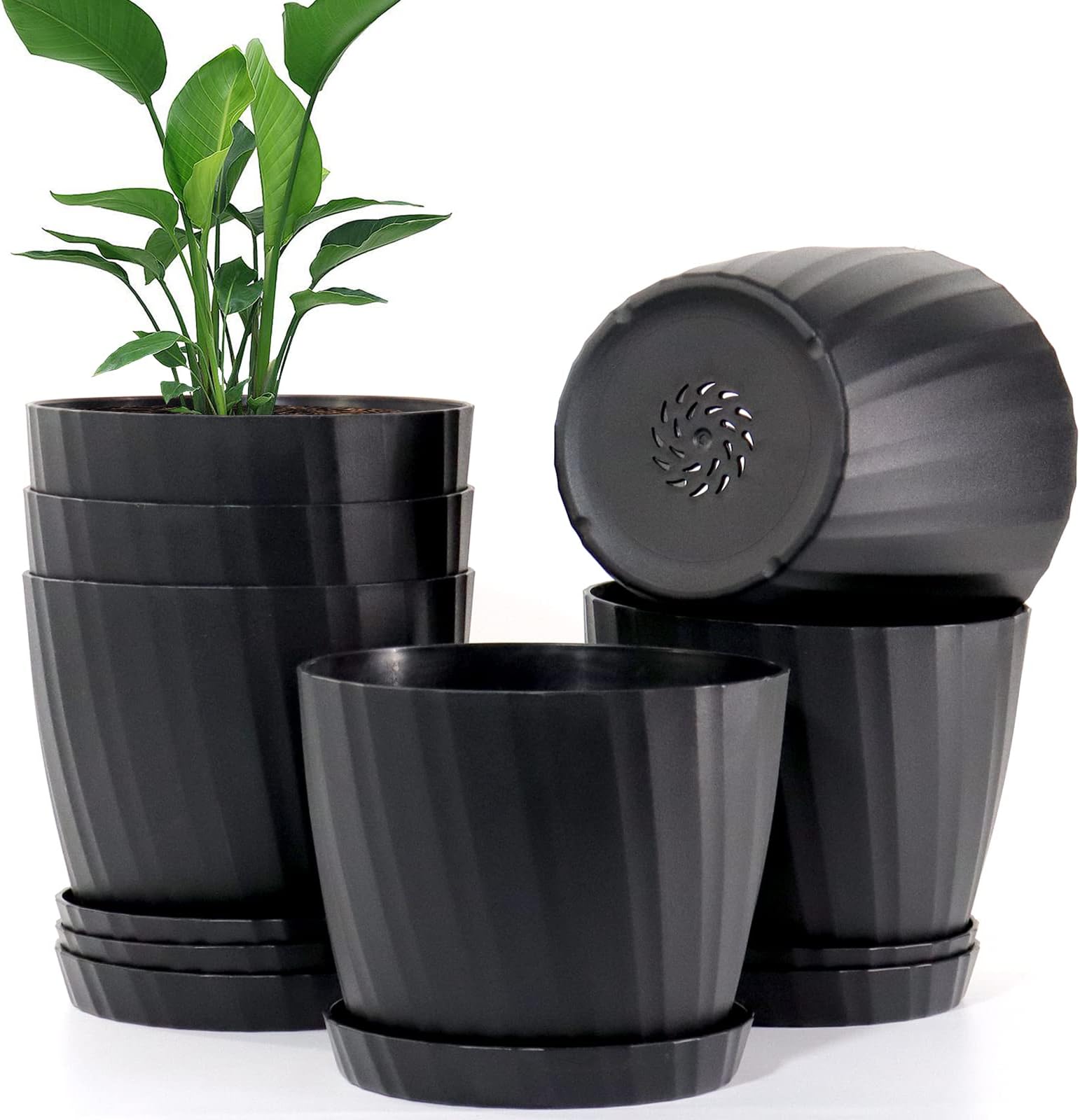 Amazon.com: Lifemaster Plant Pots with Multi Drainage Holes - 5 Pieces ...