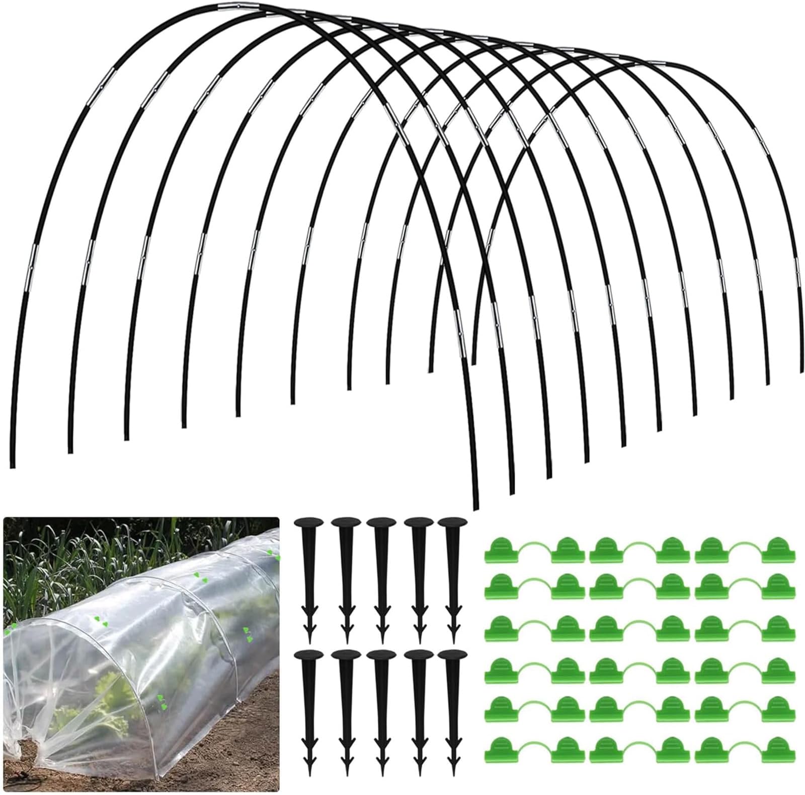 Amazon.com : 60 Pcs Garden Hoops for Raised Beds, 10 Sets of 8.8 FT ...
