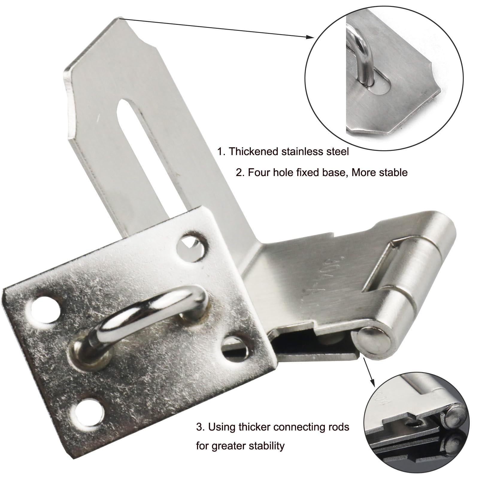 Snapklik.com : Arlai 4" Stainless Steel Door Hasp Latch 90 Degree ...