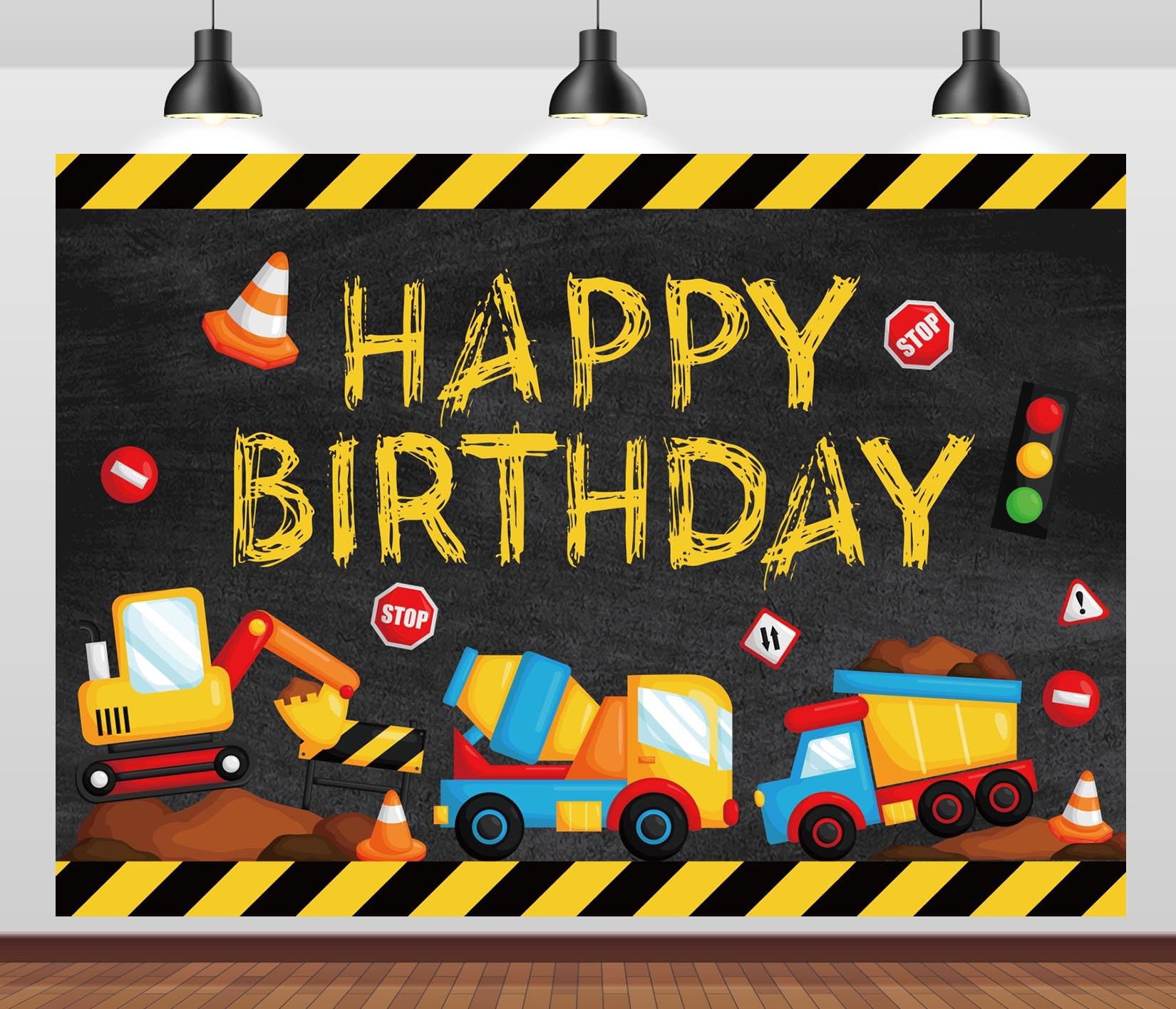Happy Birthday Construction Truck Cartoon 18 Inch Qualatex Birthday
