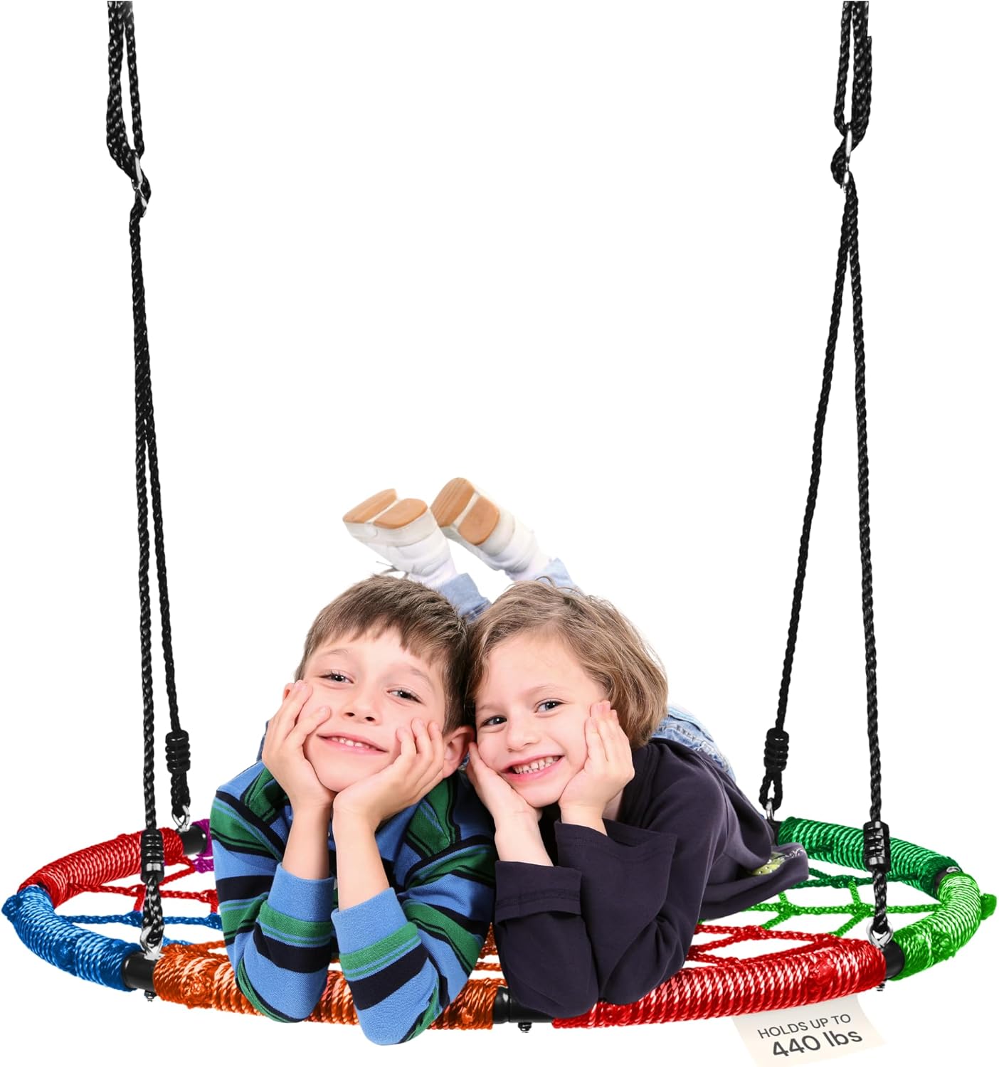 Amazon.com: PLAYVIBE Spider Web Tree Swing - 40 in Multicolor Saucer ...