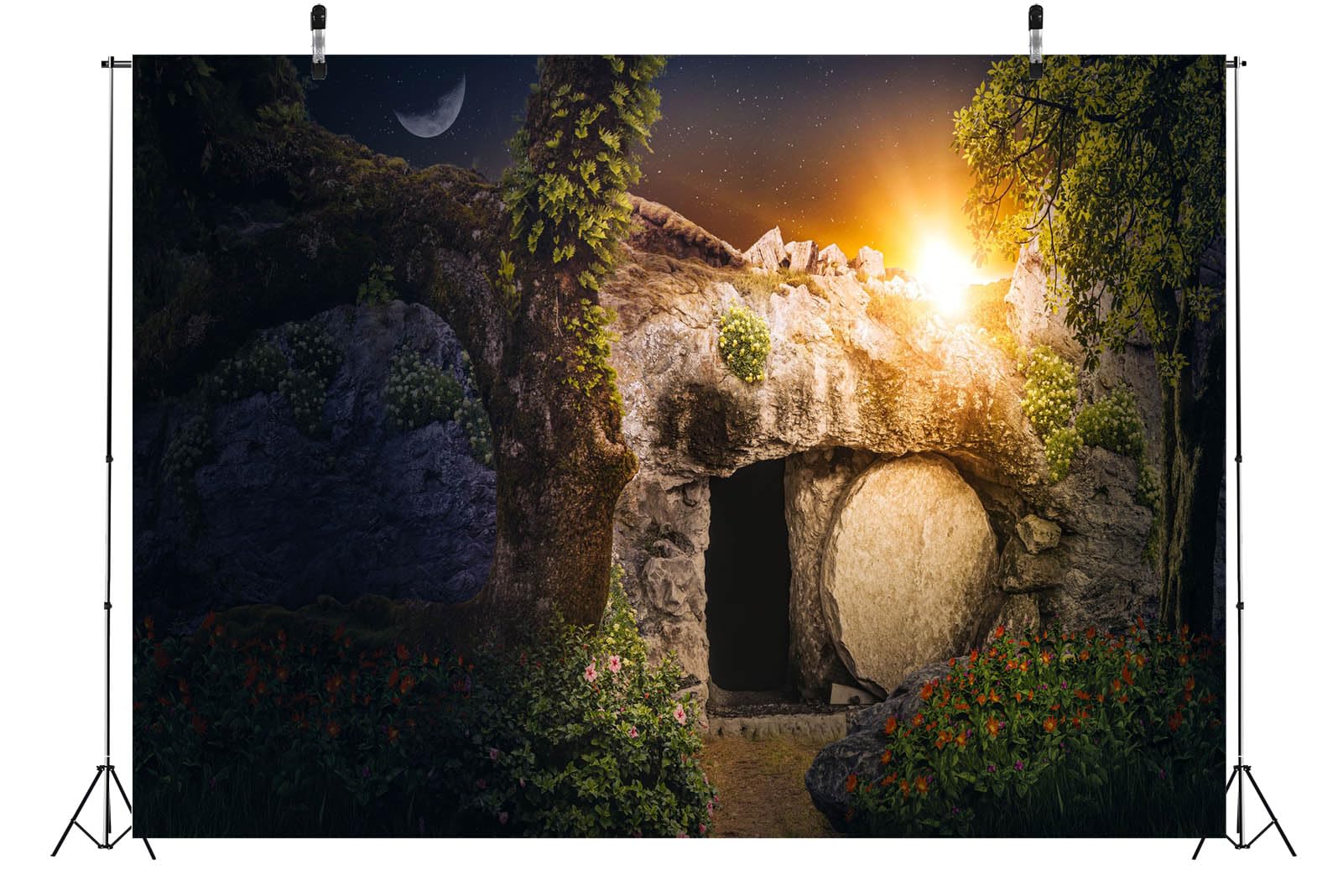 Amazon.com : BELECO 5x4ft Fabric Easter Tomb Backdrop Empty Tomb with ...