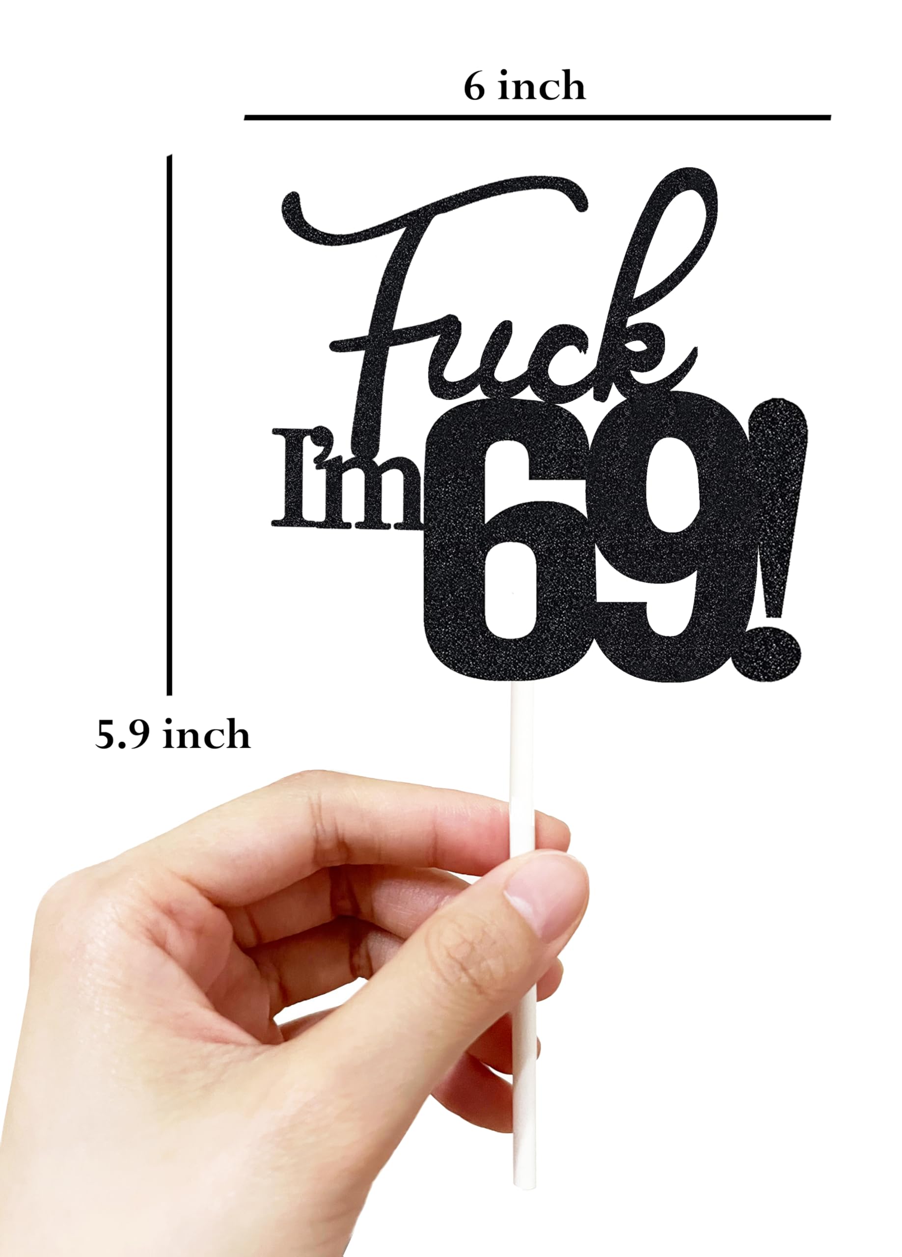 Snapklik.com : 69 Cake Toppers, 69 Birthday Cake Toppers-Black Glitter ...
