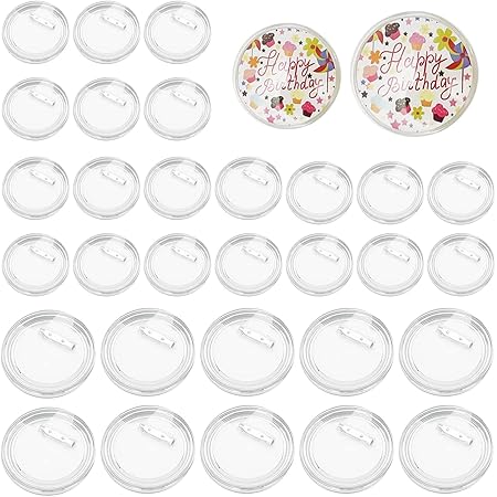 30 Pieces of Transparent Badges, pin Button Badges, Acrylic Transparent ...