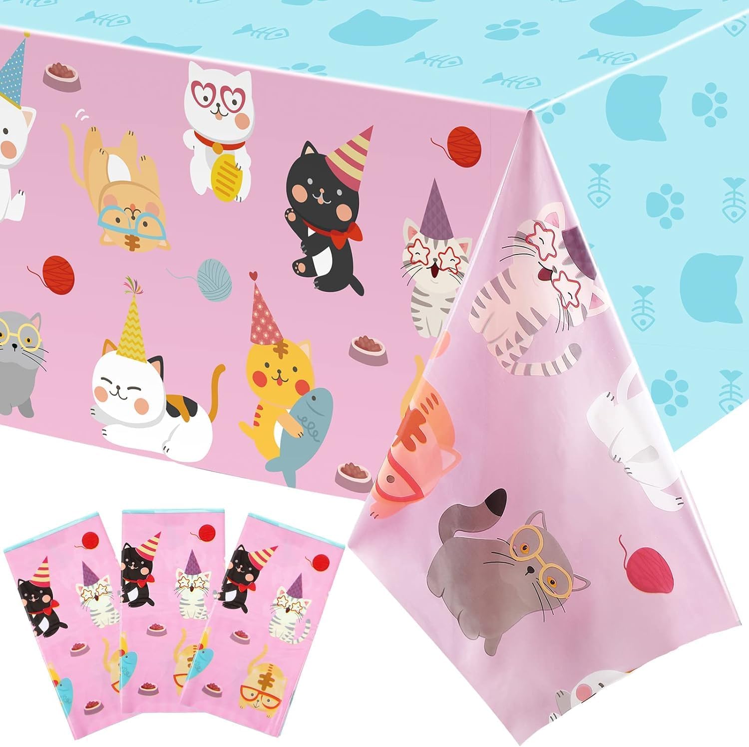 Amazon.com: Oojami 3 Pack Table Cat Theme Tablecloth Large Size 54" x ...
