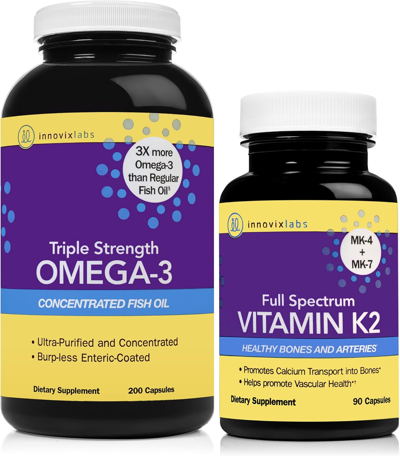 Amazon.com: InnovixLabs Vitamin K2 & Triple Omega Bundle Full Spectrum Vitamin K2 (90 Softgels ...