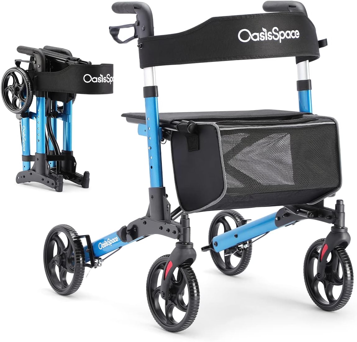 OasisSpace Ultra Folding Rollator Walker with Built-in Cable, Compact ...