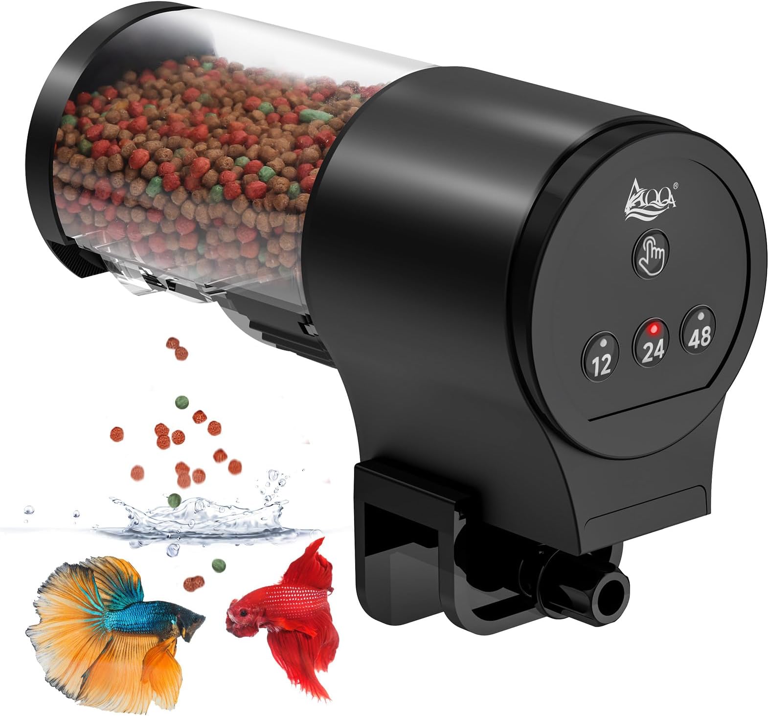 Amazon.com : AQQA Automatic Fish Feeder for Aquarium Auto Feeder with 12H/24H/48H Timer 110ml ...