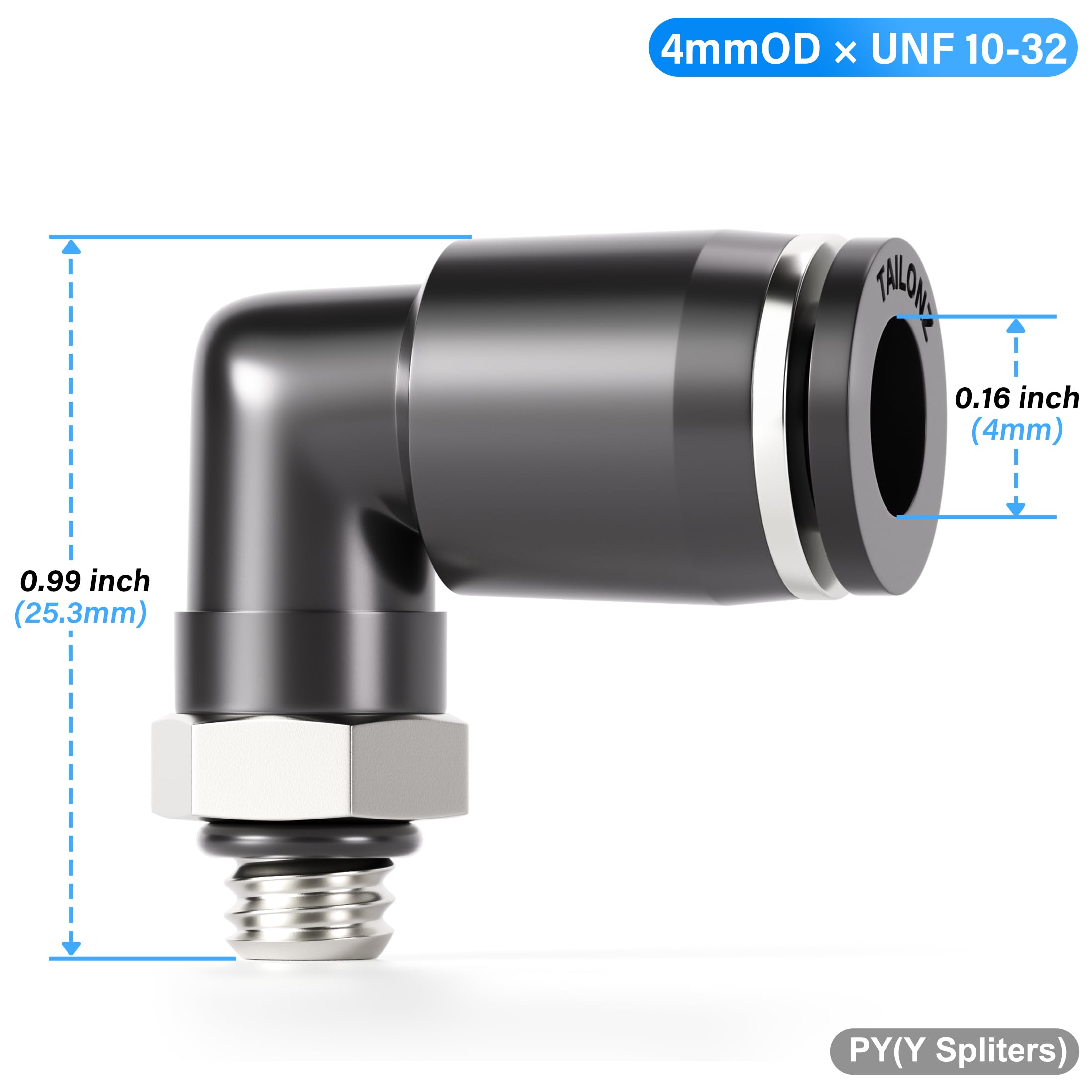 Snapklik.com : TAILONZ PNEUMATIC Male Elbow 4mm Tube OD X UNF 10-32 ...