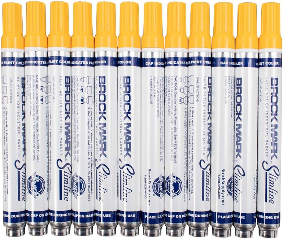 Amazon.com: 12 Pc Set Yellow Brockmark Slimline Industrial Paint ...