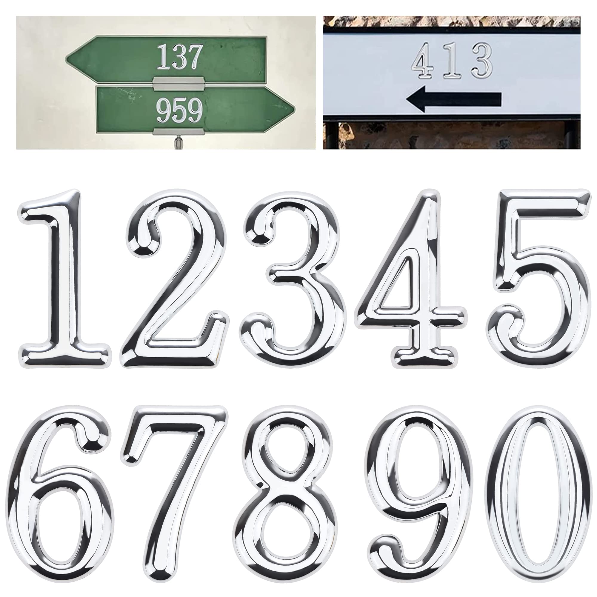 Amazon.com: Woration 3D Silver Mailbox Numbers 0-9 Self-Adhesive 2 Inch ...