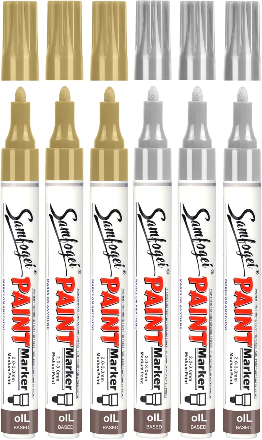 Amazon.com: SAMFOGEI 6 Pack Gold & Silver Permanent Paint Pens,Metal ...
