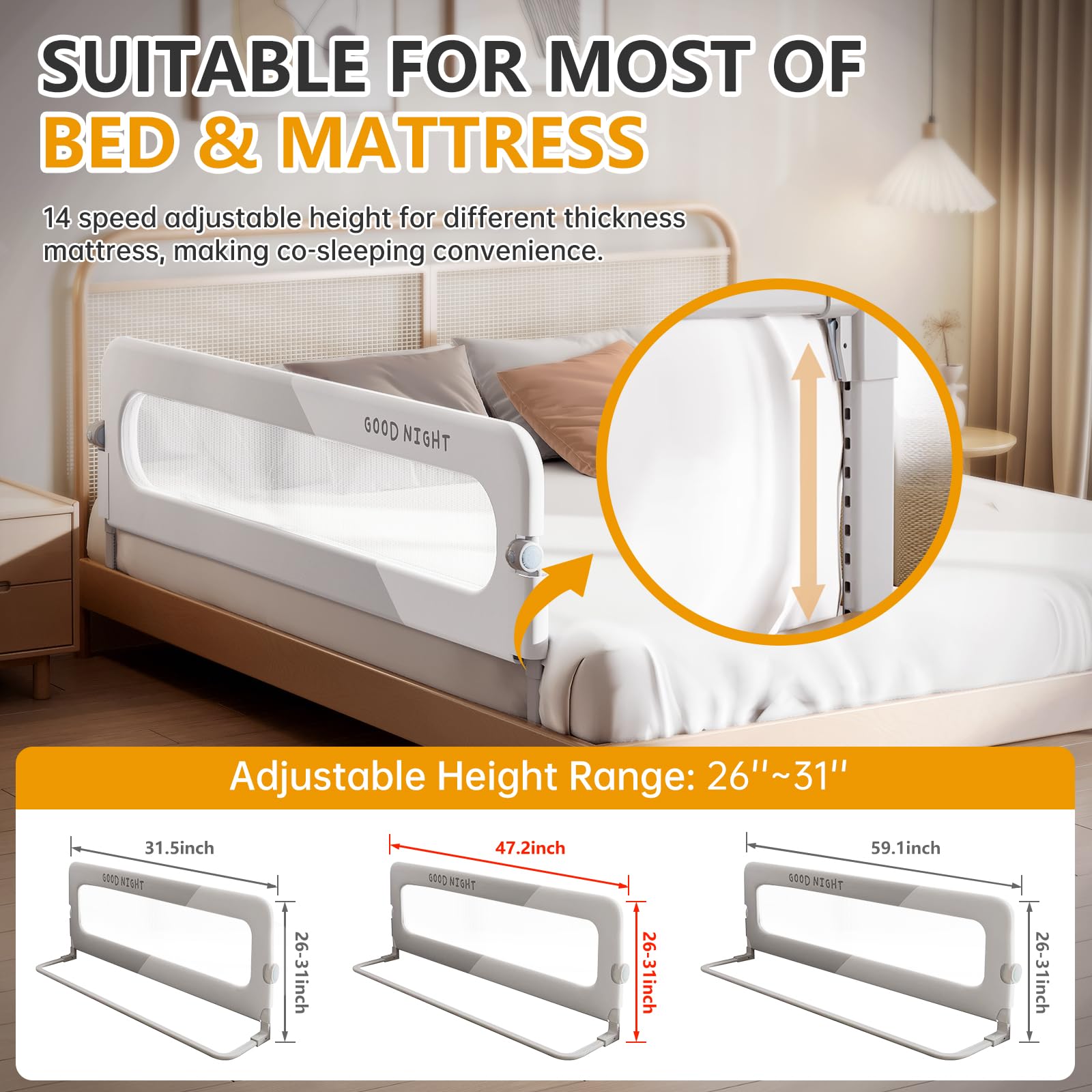 Snapklik.com : Strenkitech Foldable Toddler Bed Rails - Kids Guard ...