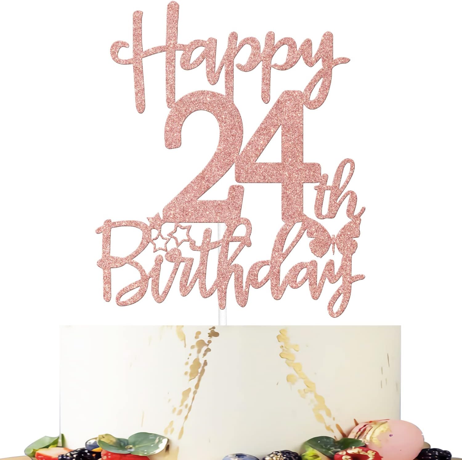 Amazon.com: Happy 24th Birthday Cake Topper for Cheers to 24 Years ...