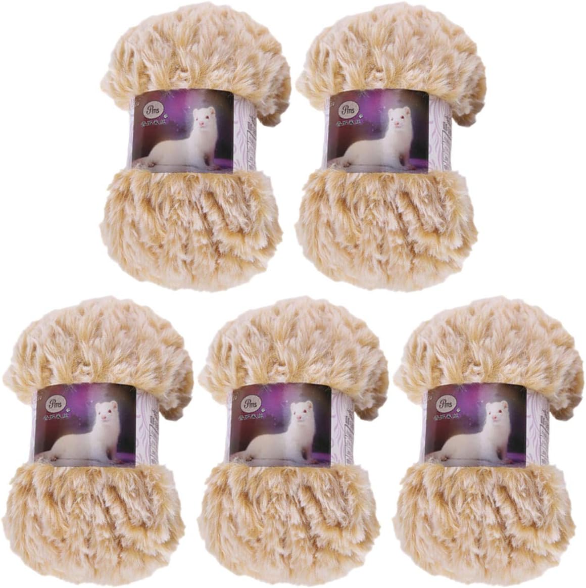 Amazon.com: 5 Pack of Soild Wool Fur Fluffy Plush Thick Knitting Yarn ...