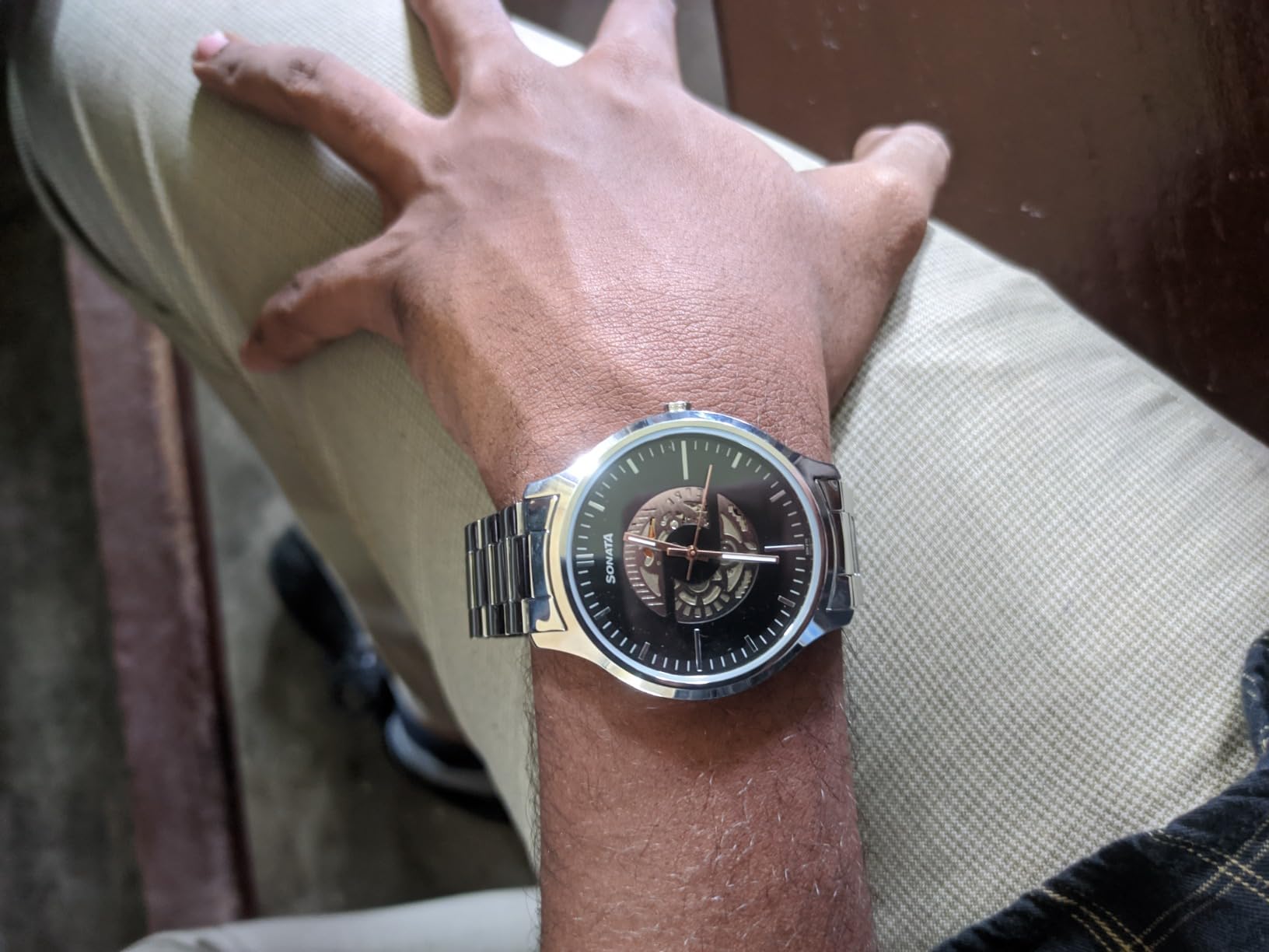 Sonata Unveil Quartz Multifunction Black Dial Stainless Steel Strap ...