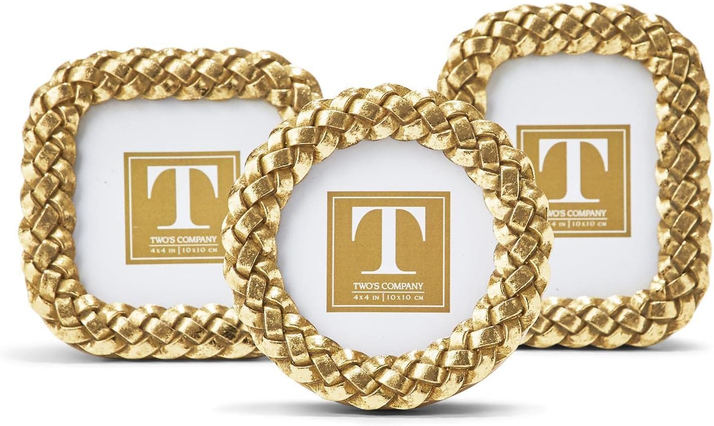 Amazon.com - Two's Company Gold Ruffles Set of 2 Photo Frames, 4" x 6 ...