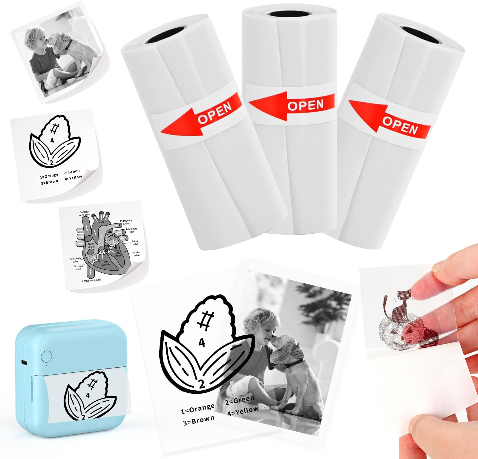 Amazon.com : 20PCS Mini Printer Paper,Thermal Sticker Paper,Self ...