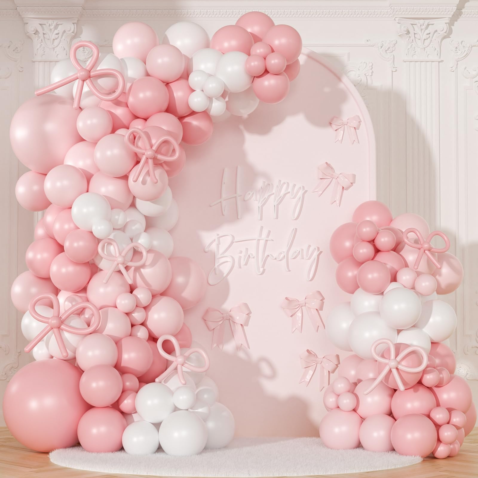 Amazon.com: Gejoy 10 Sets 20in Pink Bow Balloons Coquette Birthday ...