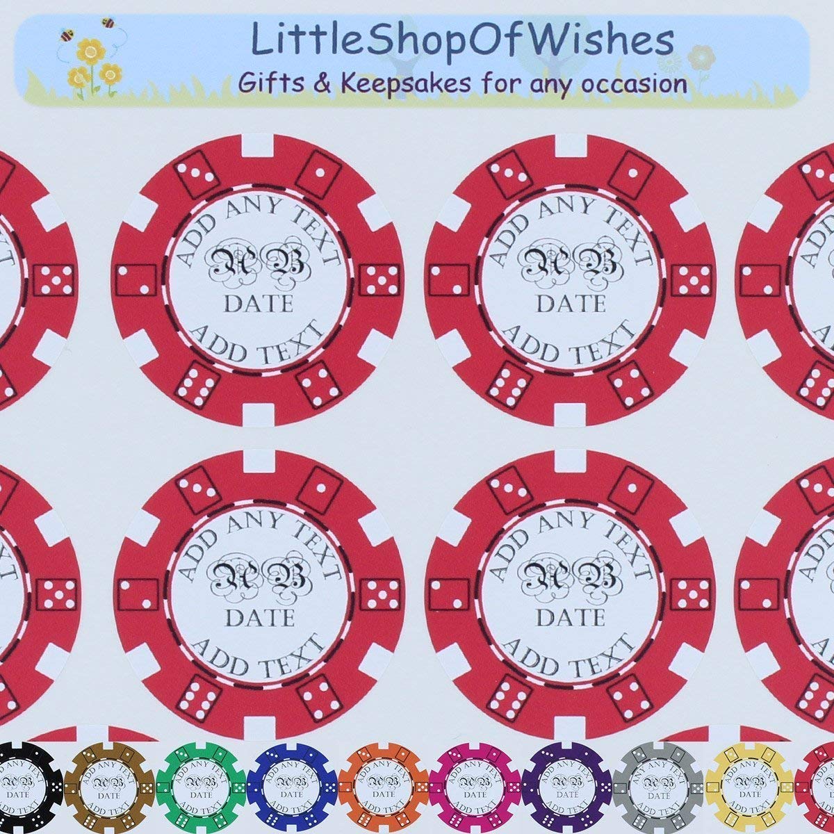 Personalised Poker Chip Stickers Casino Themed Wedding/Party Vinyl ...
