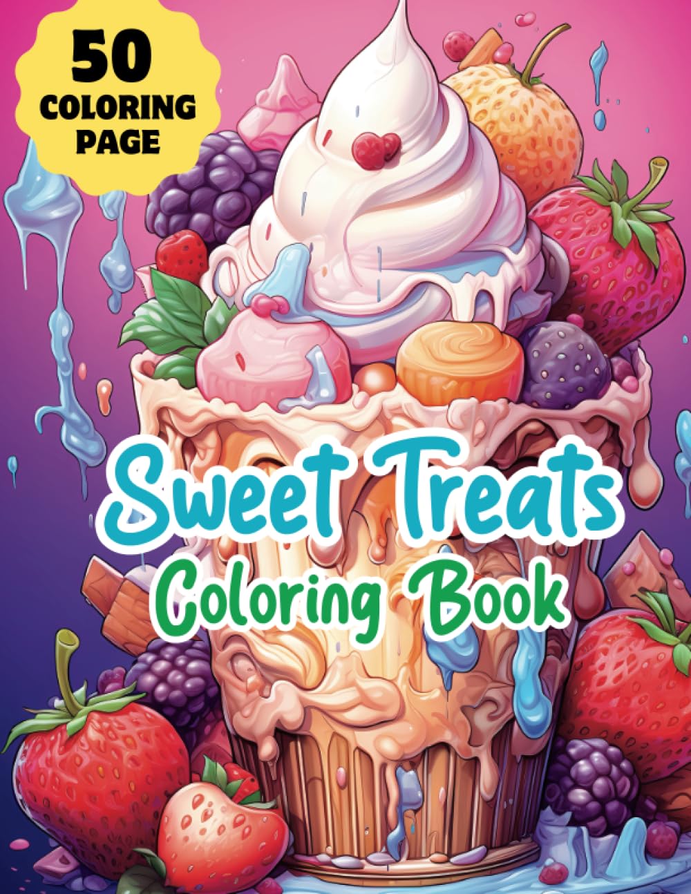 Amazon | Large Print Sweet Treats Coloring Book: 50 Fun Coloring ...